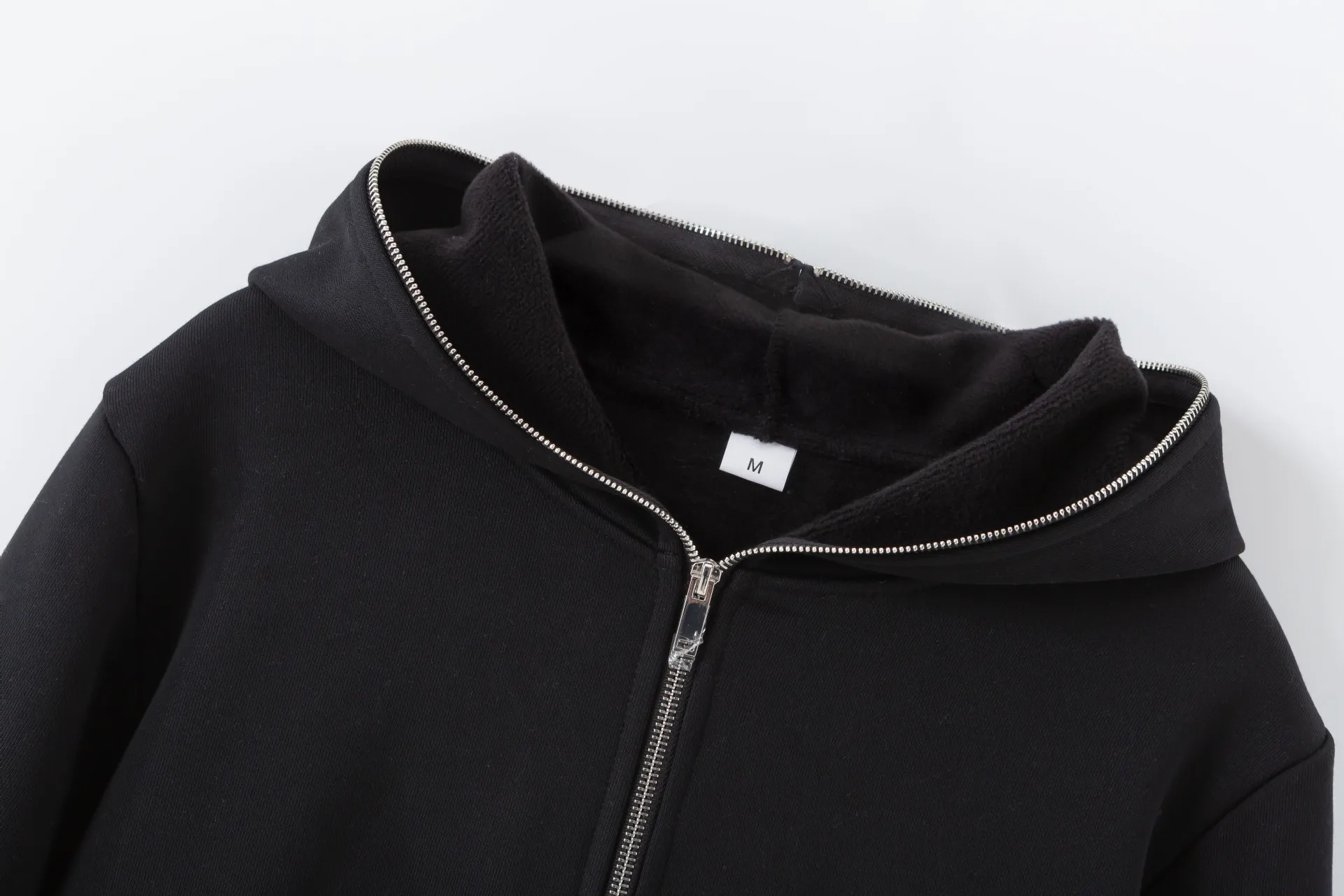 Men's Oversized Zipper Unisex 330g Heavy Weight Cotton Fleece Black ...