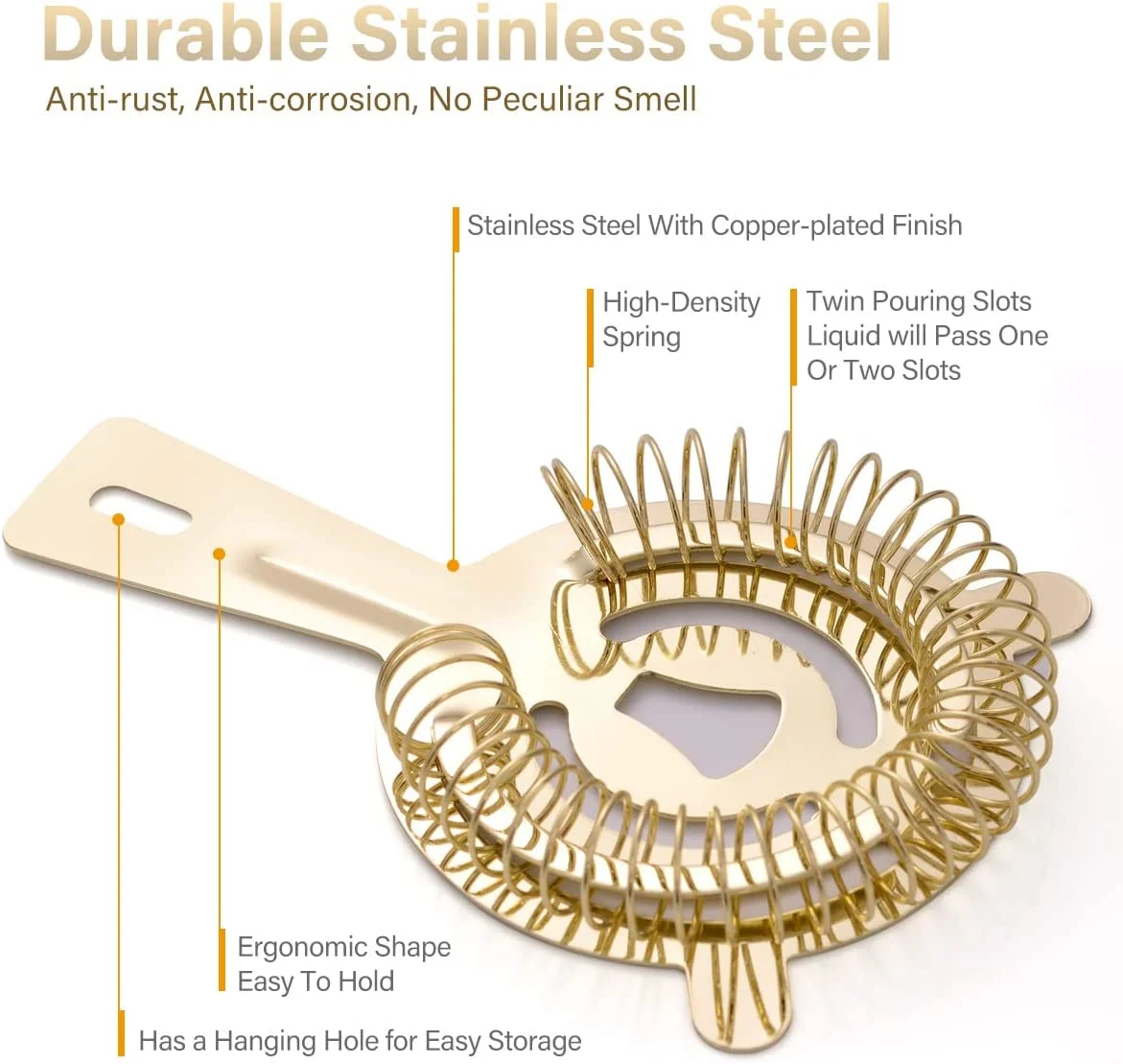 Stainless Steel Cocktail Bar Strainer Drink Strainer - Buy Bar Strainer ...