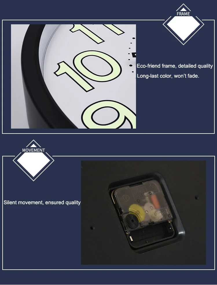 12Inch Customizable Wall Mount Glowing Big Numbers Fancy Wall Clocks ...