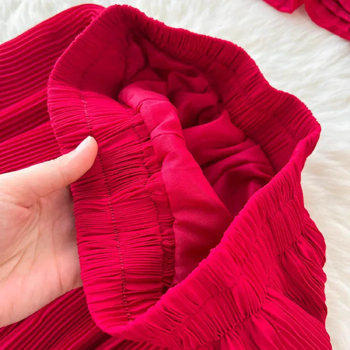 LY68 New 2024 Retro Korean Stylish Solid Color Pleated Shirt Blouse and ...