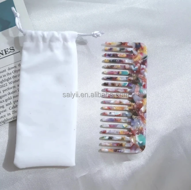 SAIYII Custom Logo 4mm Thickness Cellulose Acetate Hair Comb