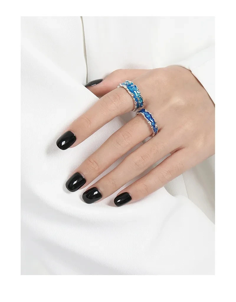 Luxury Liquid Metal Irregular Enameled Glazed S925 Sterling Silver ...