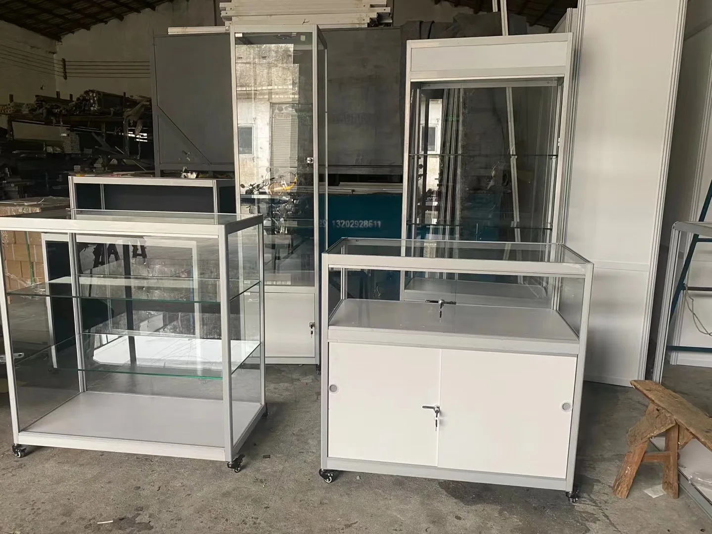 Fully Assembled Custom Full Vision Tempered Glass Display Cabinet Glass ...