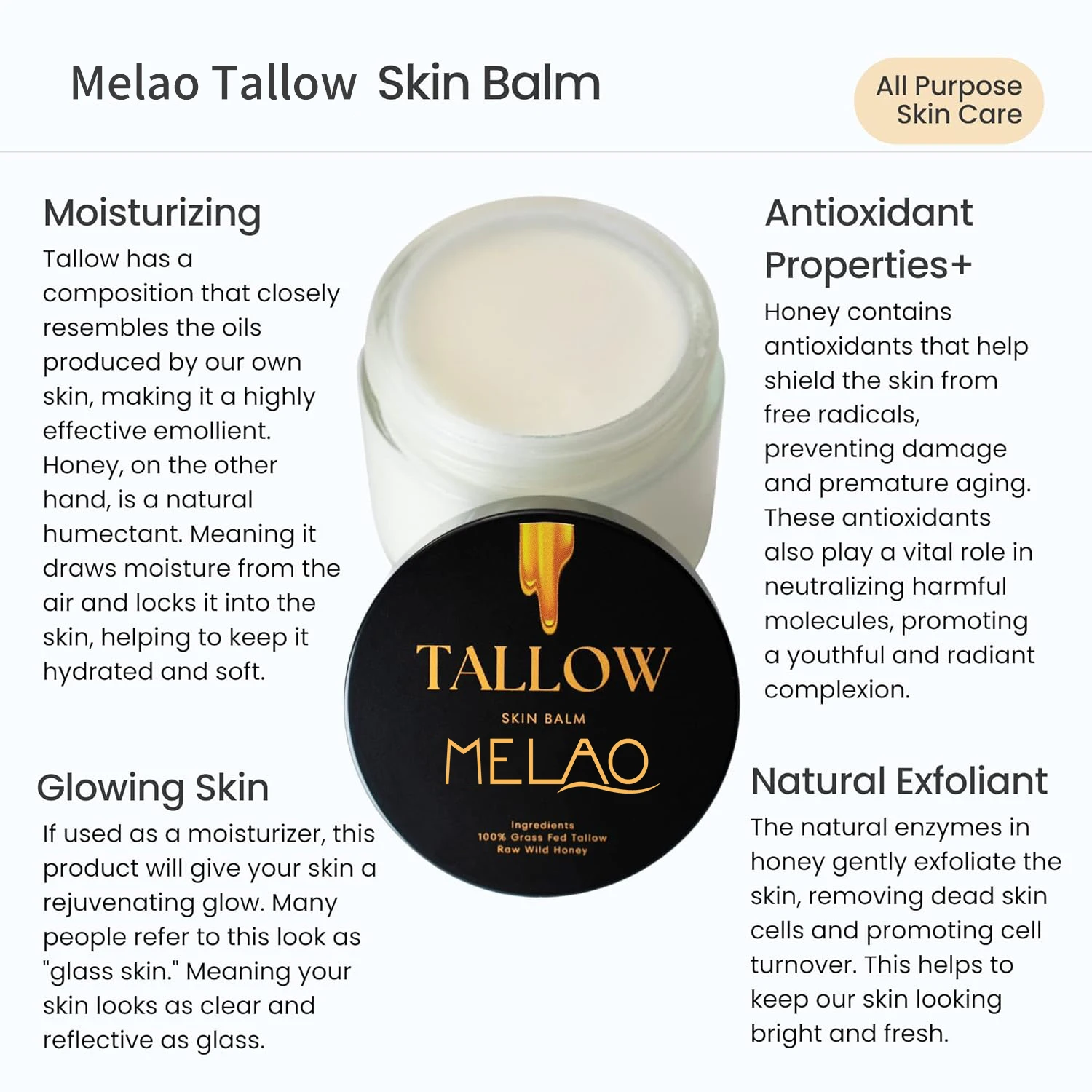 Beef Tallow Balm Skincare Balm Grass Fed Beef Tallow Body Face ...