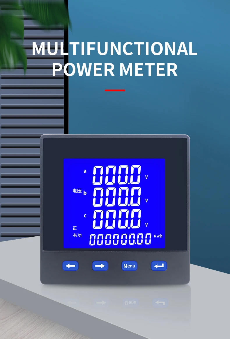 400v 3 Phase Power Meter Rs485 5a Digital Multi-function Lcd Ac Current Panel Meter Ammeter ...