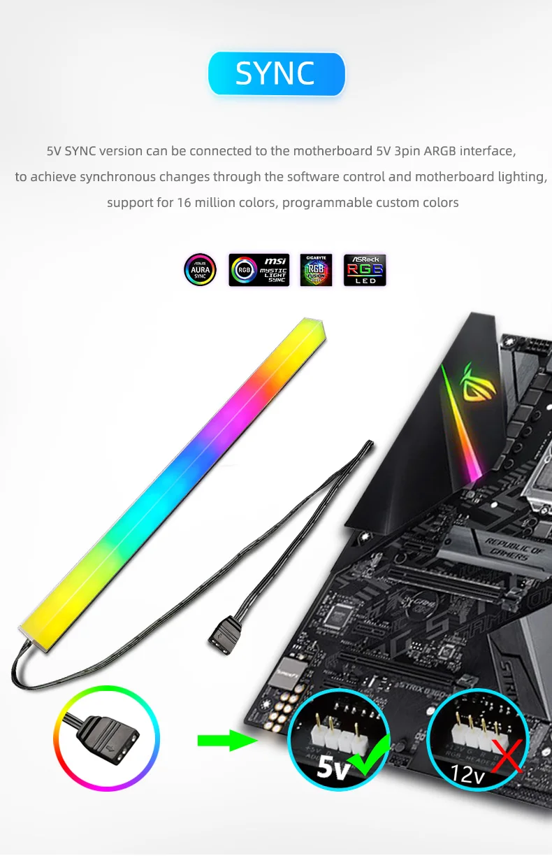 COOLMOON AR300 Computer Gaming Argb Led Strip Pc 5V ARGB Sync Argb ...