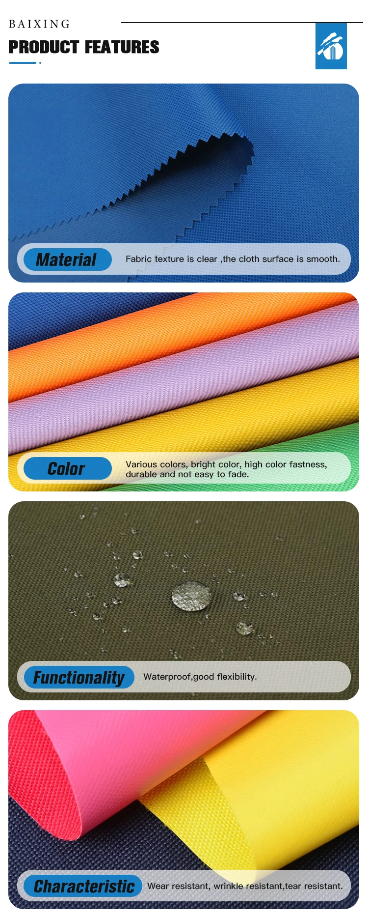 PVC Coated 600D Polyester Oxford Fabric for Waterproof Bags