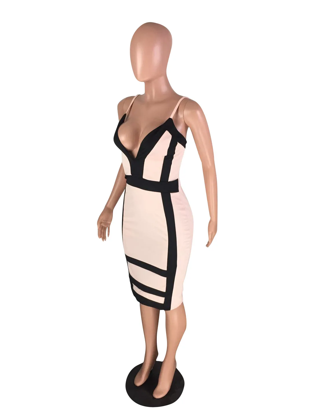 Summer Plus Size Double Layer Striped Midi Bodycon Dress Bandage Dress
