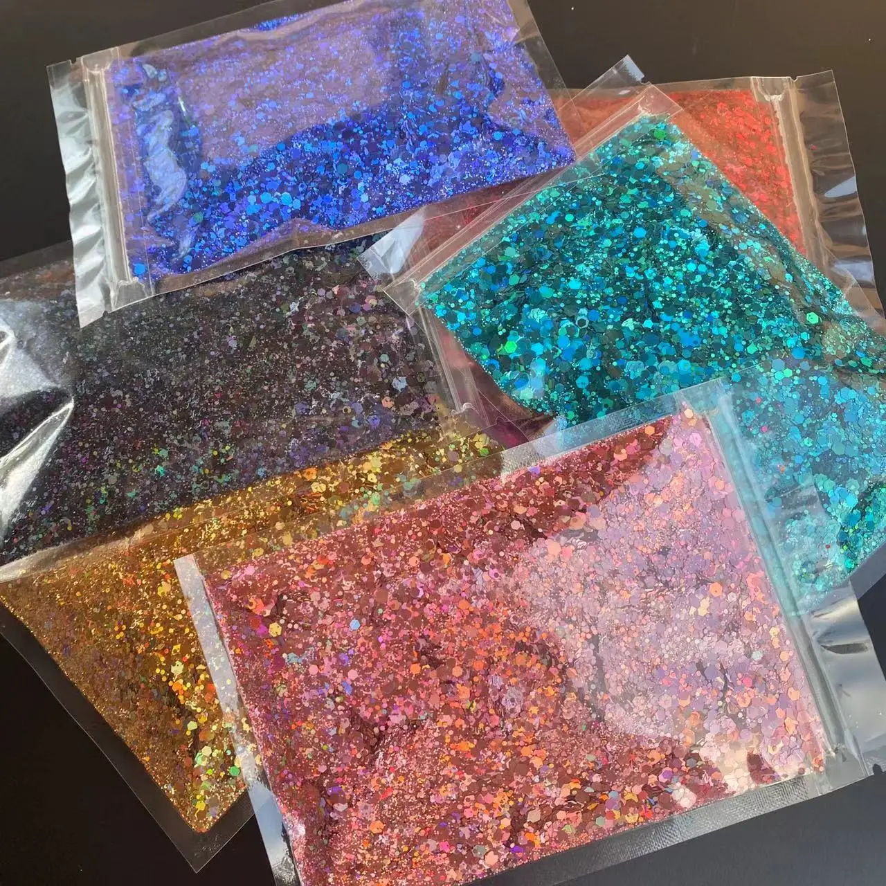 Bulk 2OZ Bag Polyester Nail Glitter Custom Mixed Hexagon Chunky Glitter ...