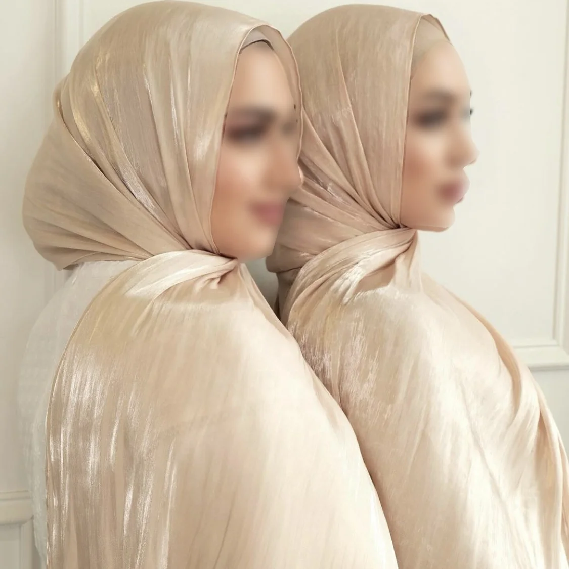 Shiny silk hijab chiffon crepe crinkle shawl glitter plain semalam ...