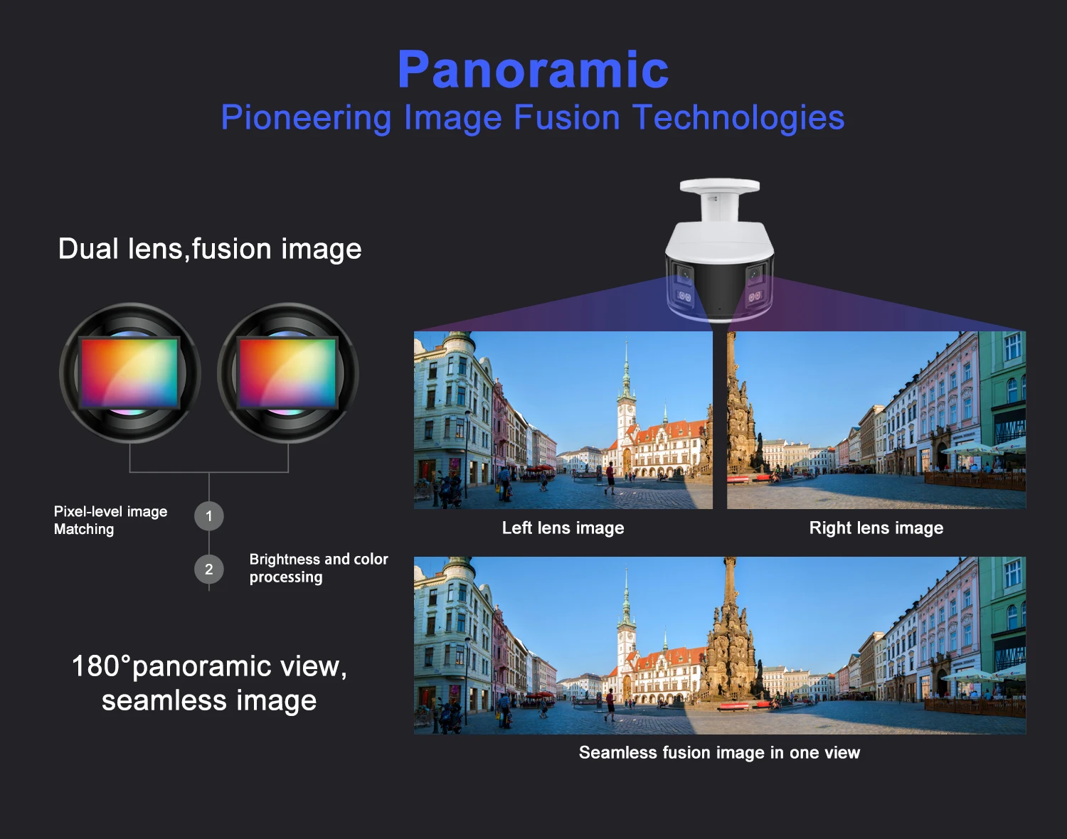 6MP Dual Lens Panoramic Camera - 180° Image & Darkfighter