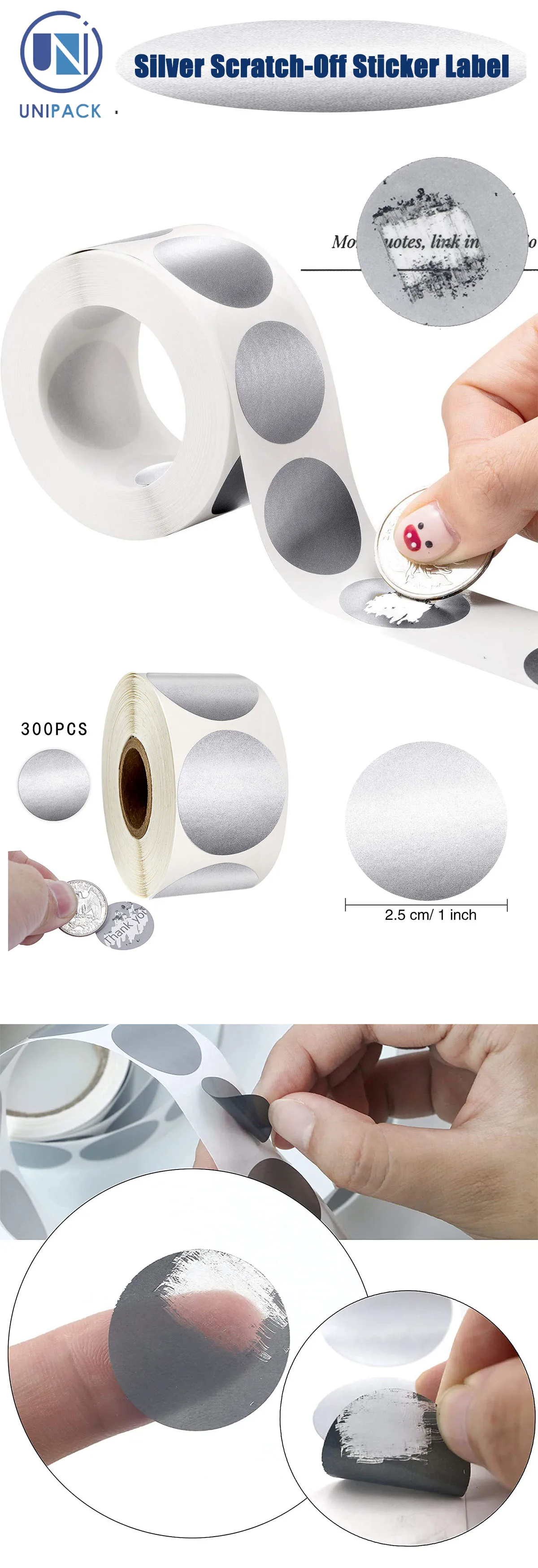 Unipack Scratch Off Sticker Round Hologram Holographic Sticker Glitter ...