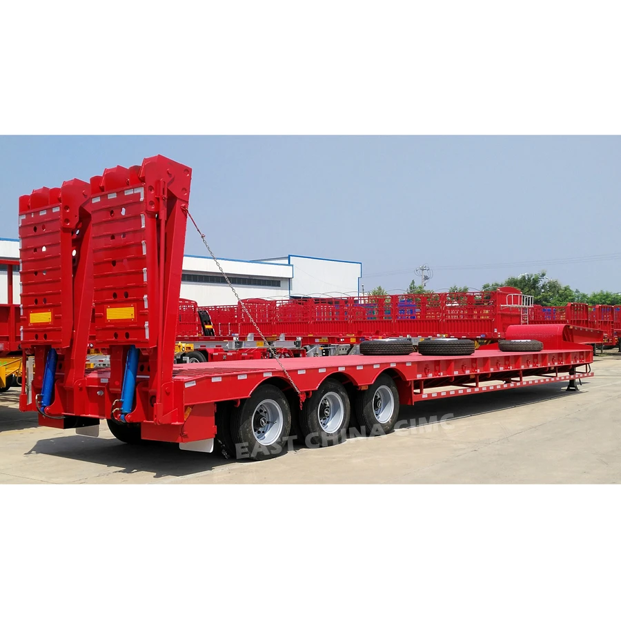 Tri Axles 40ft Container 40tons Low Loader Truck Trailer Size And Specs ...