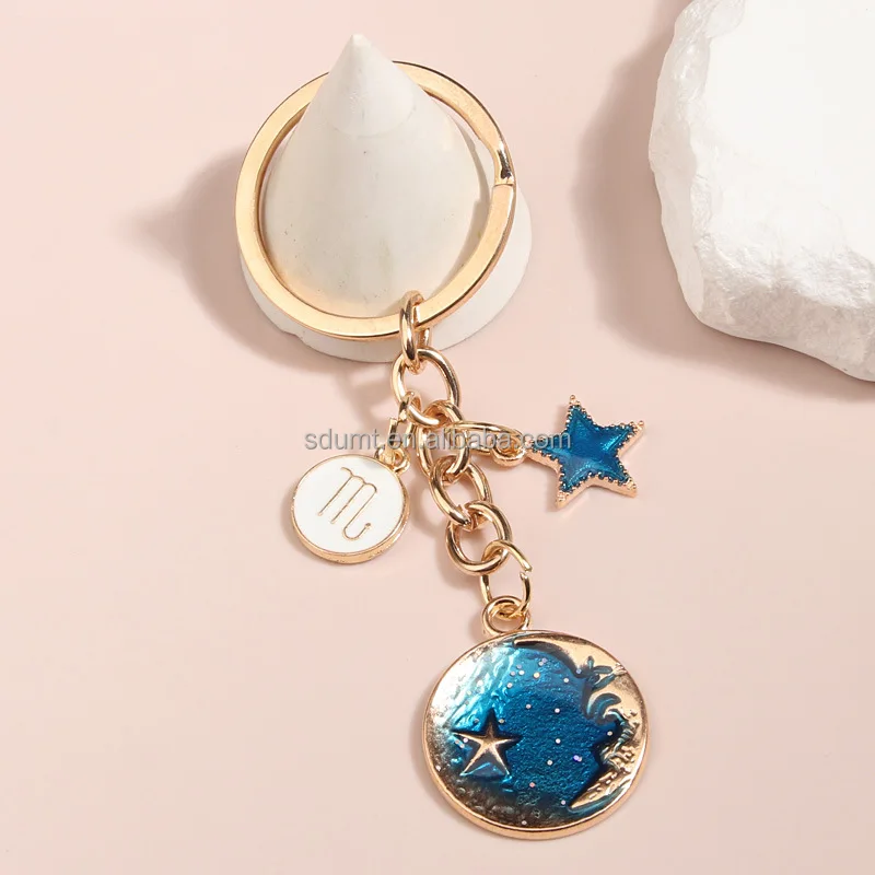 12 Constellations Keychain Keyring Pendant Gifts Metal Key Chains ...