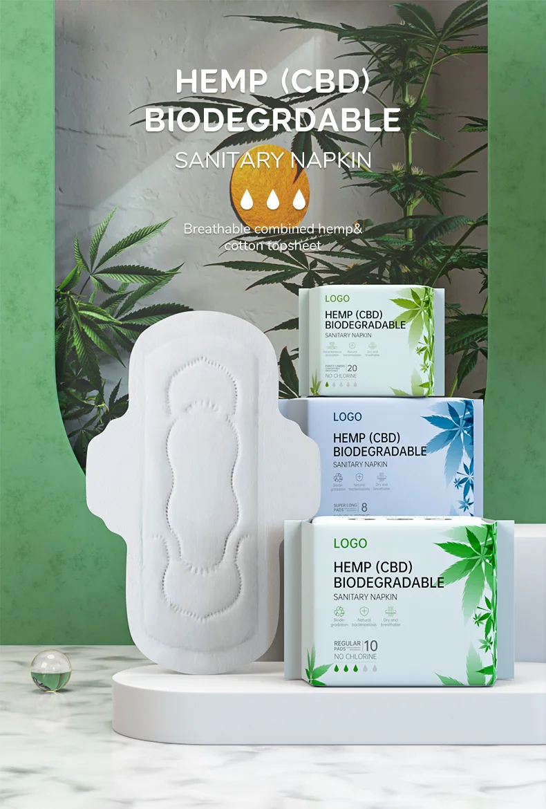 Wholesale Feminine Sanitary Pads with Organic Cotton Hemp