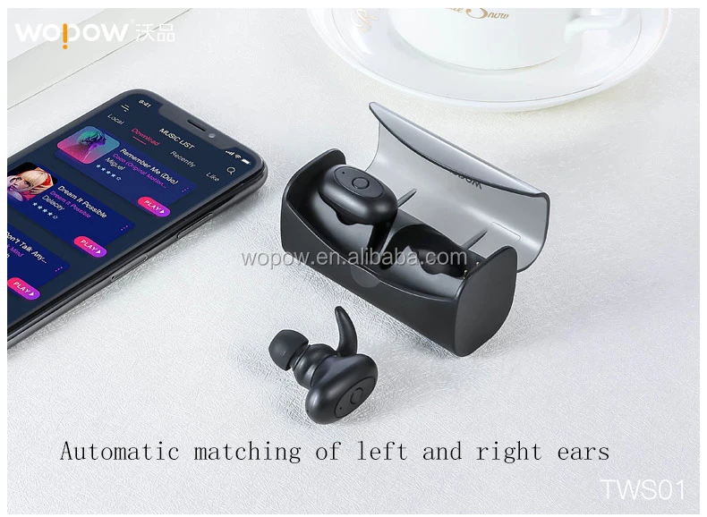 Wopow TWS01 Mini Wireless Tws Headphone Bass Voice Earbuds