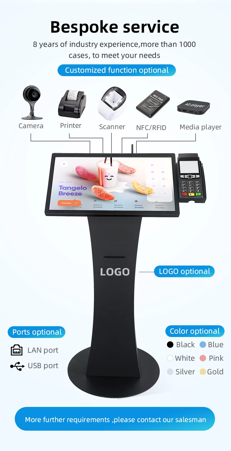 Fast Food Automatic Touch Screen Kiosk With Printer Pos Systems Touch ...