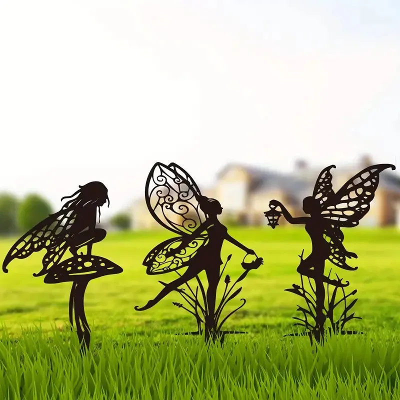 Metal Fairy Garden Decor Figures Sculpture Art Metal Fairy Sculpture ...