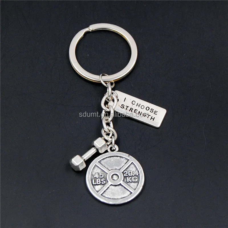 Strength Sports Barbell Dumbbell Charm Weight Fitness Keychain Gym ...