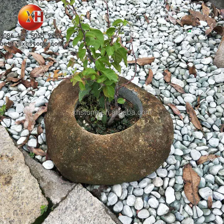 Japanese Natural River Cobble Pebble Stone Planter Troughs