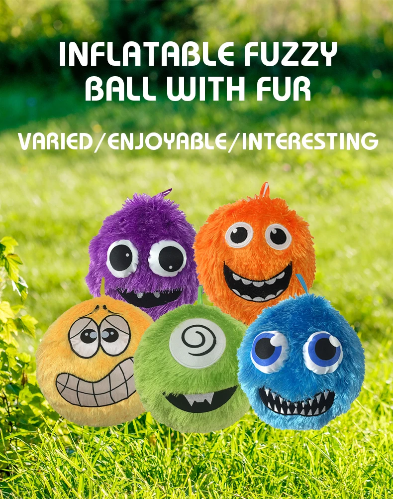 9 Inch Inflatable Fuzzy Plush Stuffed Animal Toy Plush Ball for Gift