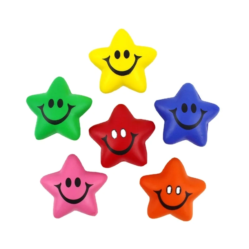 Pu Foam Smiley Face Pentagram Pressure Ball Children's Stress Relieving ...