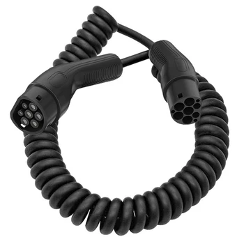 16a/32a Sae J1772 Ev Plug Type 1 To Type 2 Ev Coiled Cable Ev Charging ...