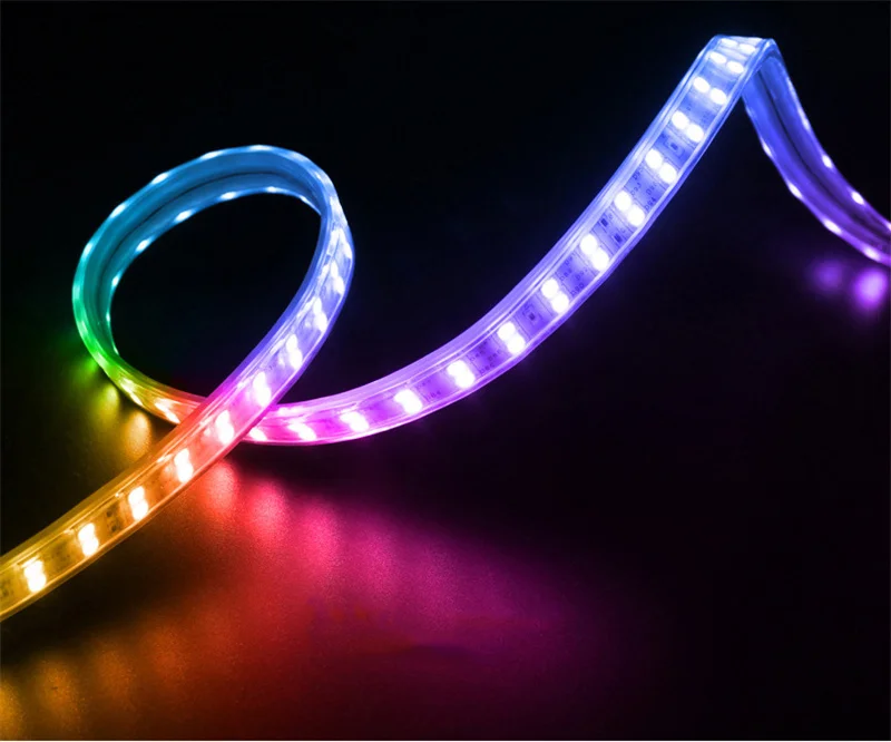 220v Ip65 Pvc Cover Smd 5050 220v Rgb Led Strip 60 72 120 Leds Flexible ...