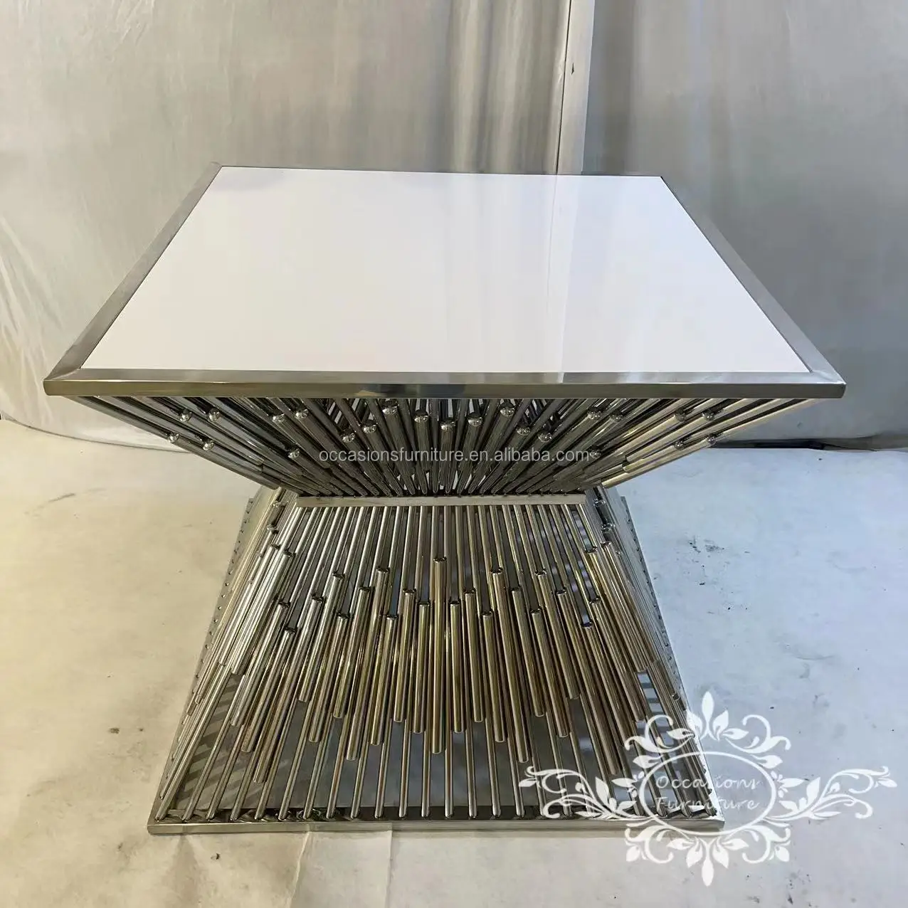 Stainless Steel Wedding Cake Table Square Top Silver Shiny High Quality ...