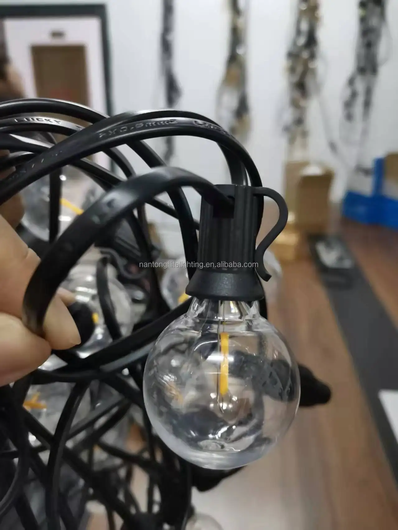 Outdoor String Lights 25ft Patio Lights With 27 G40 Bulbs Connectable ...