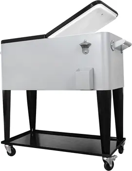 Ice Chest Cart Trolley Rolling Cart Cooler With Wheels Outdoor Beverage ...