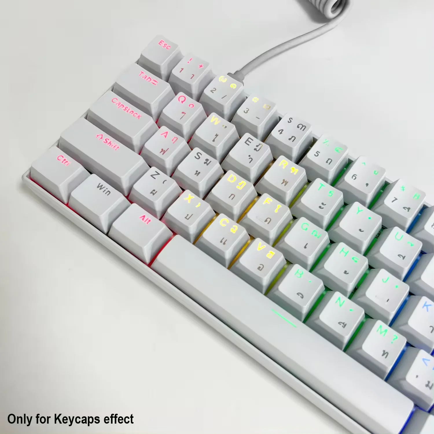 White Black Thai Oem Keyboard Keycaps Thai Letters Rgb Pass Through ...