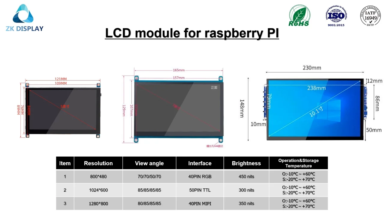 10 Inch Raspberry Pi Touch Monitor 1280*800 Ips Panel Lcd Monitor ...