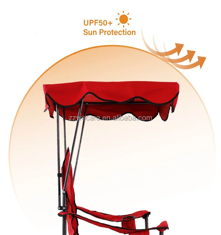 Retractable UPF 50+ Shade Canopy Portable Camping Lounge Chair Lawn ...