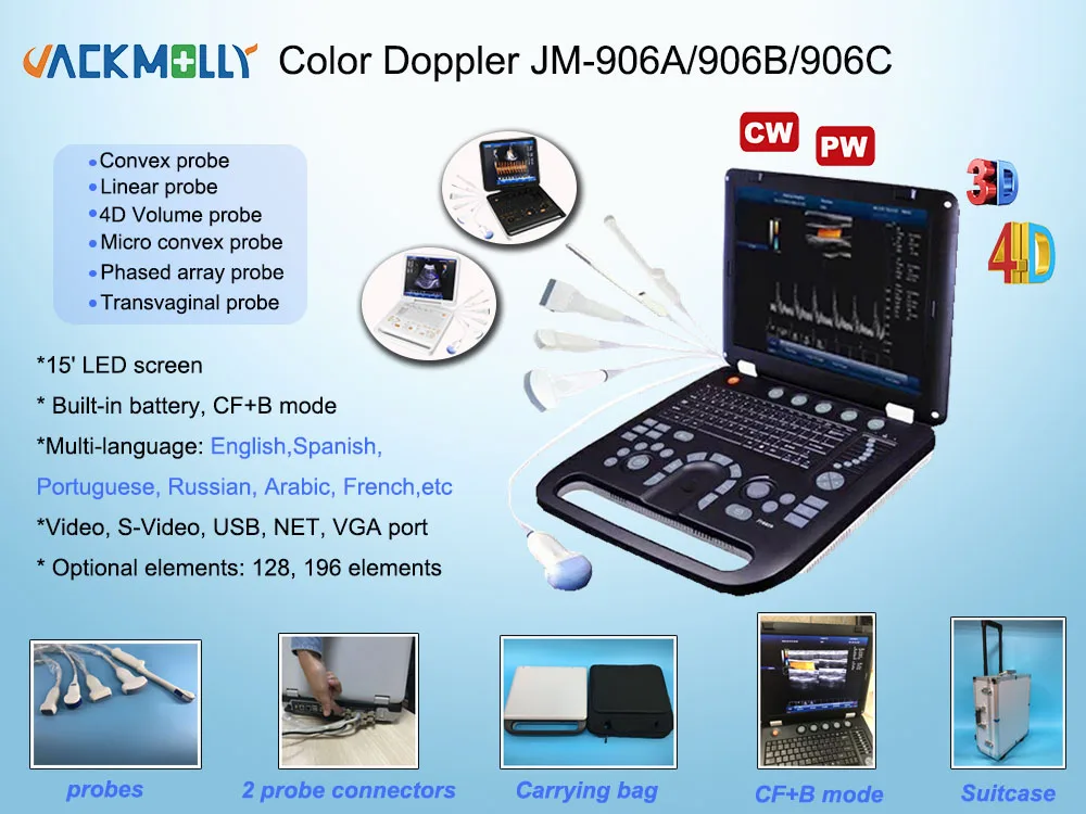 JM-906A Portable All-Inclusive Color Doppler Ultrasound Machine with ...