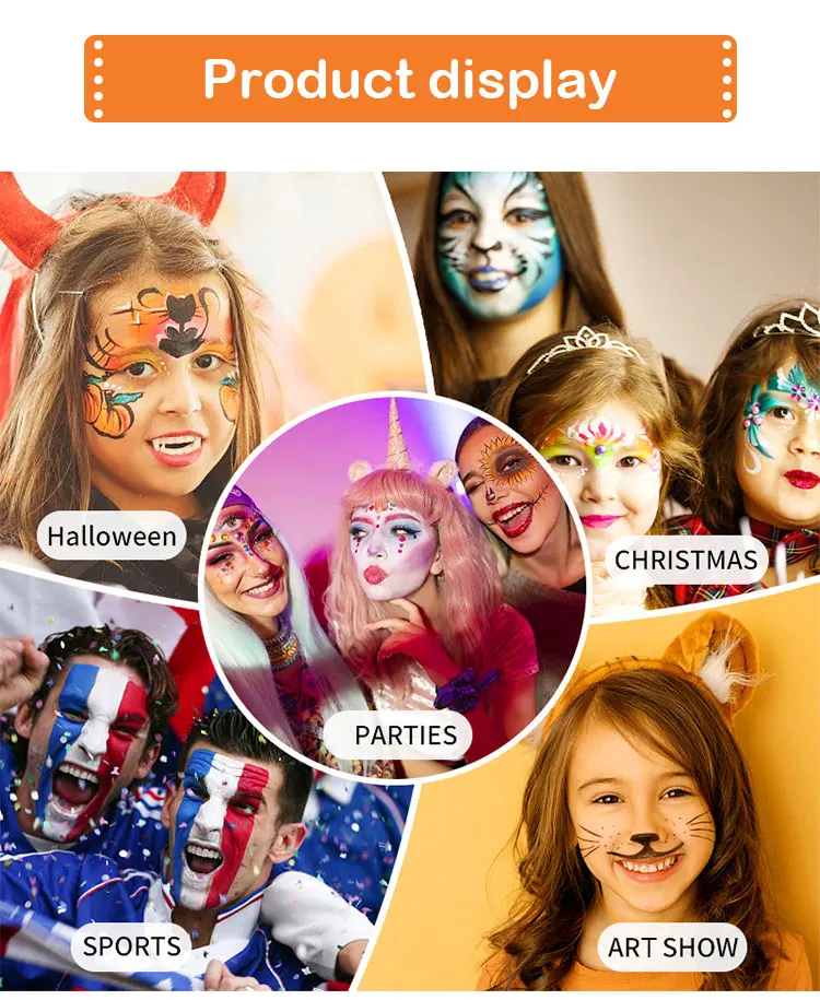 Face Body Paint Kit - 16 Colors for Kids & Fans Sports