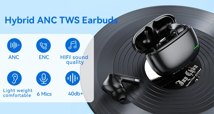 In-ear Headphones Ipx5 Waterproof Anc Enc Hybrid Wireless Earbuds Call ...