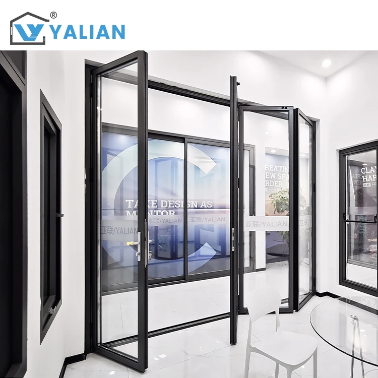 Customizable Aluminum Alloy Folding Doors Modern Push Pull Bifold With ...