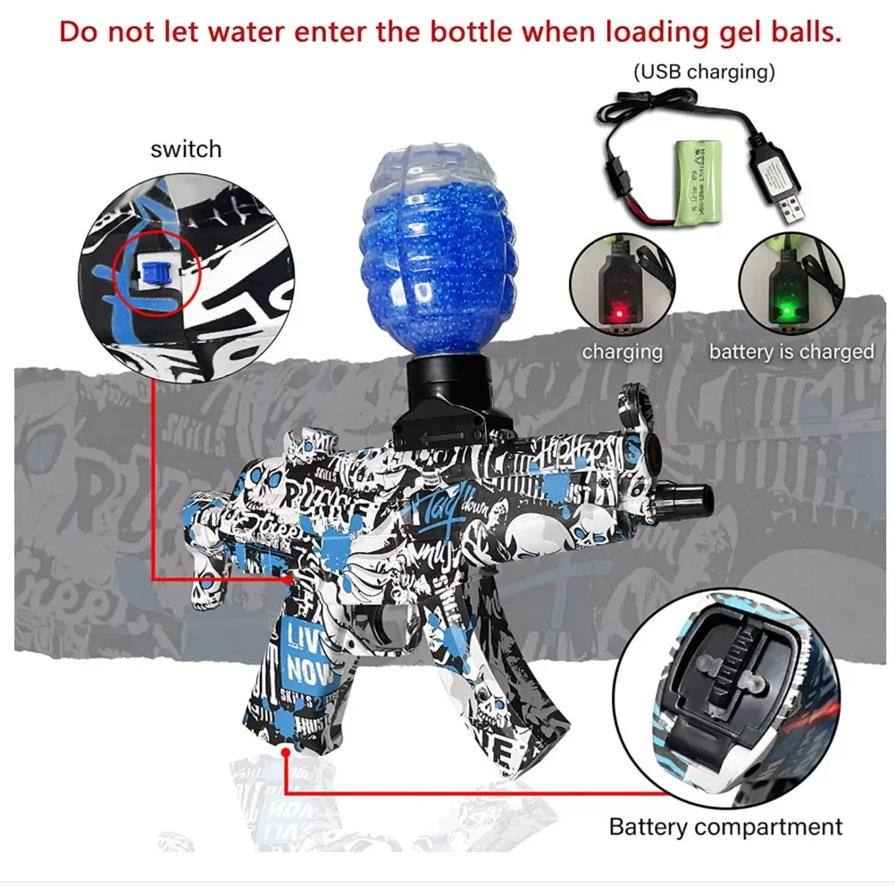 Kids Electric Gel Blaster Splatter Water Bullet Toy Gun Ak47 M416 M4a1 M4 Shell Ejecting Nerf ...