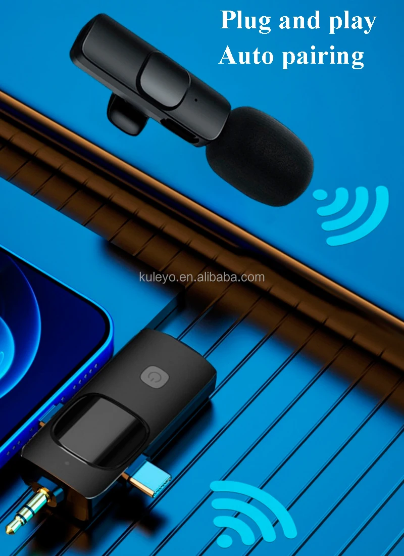 K15 3 in 1 Portable Video Recording Microphones Wireless Lapel Clip ...