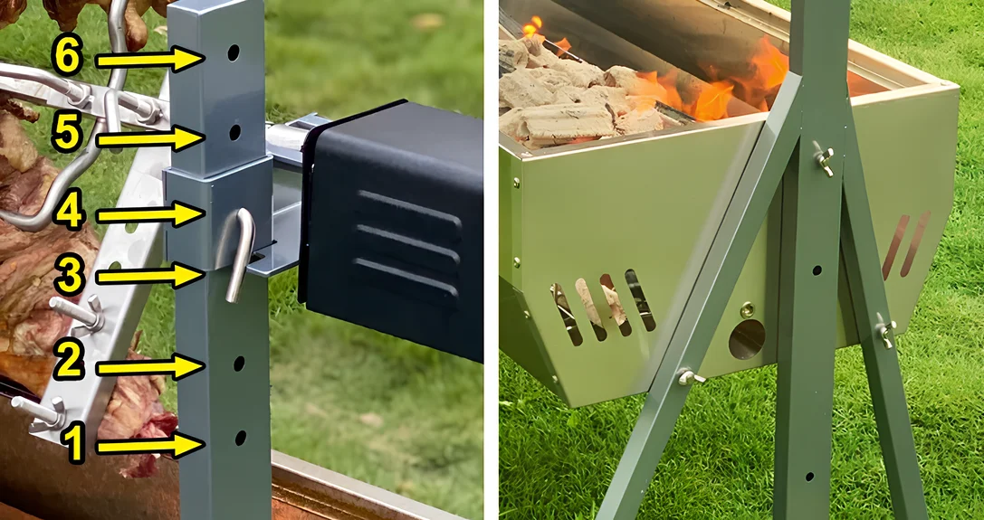 Mobile Stainless Steel Charcoal BBQ Grill for 5+ People
