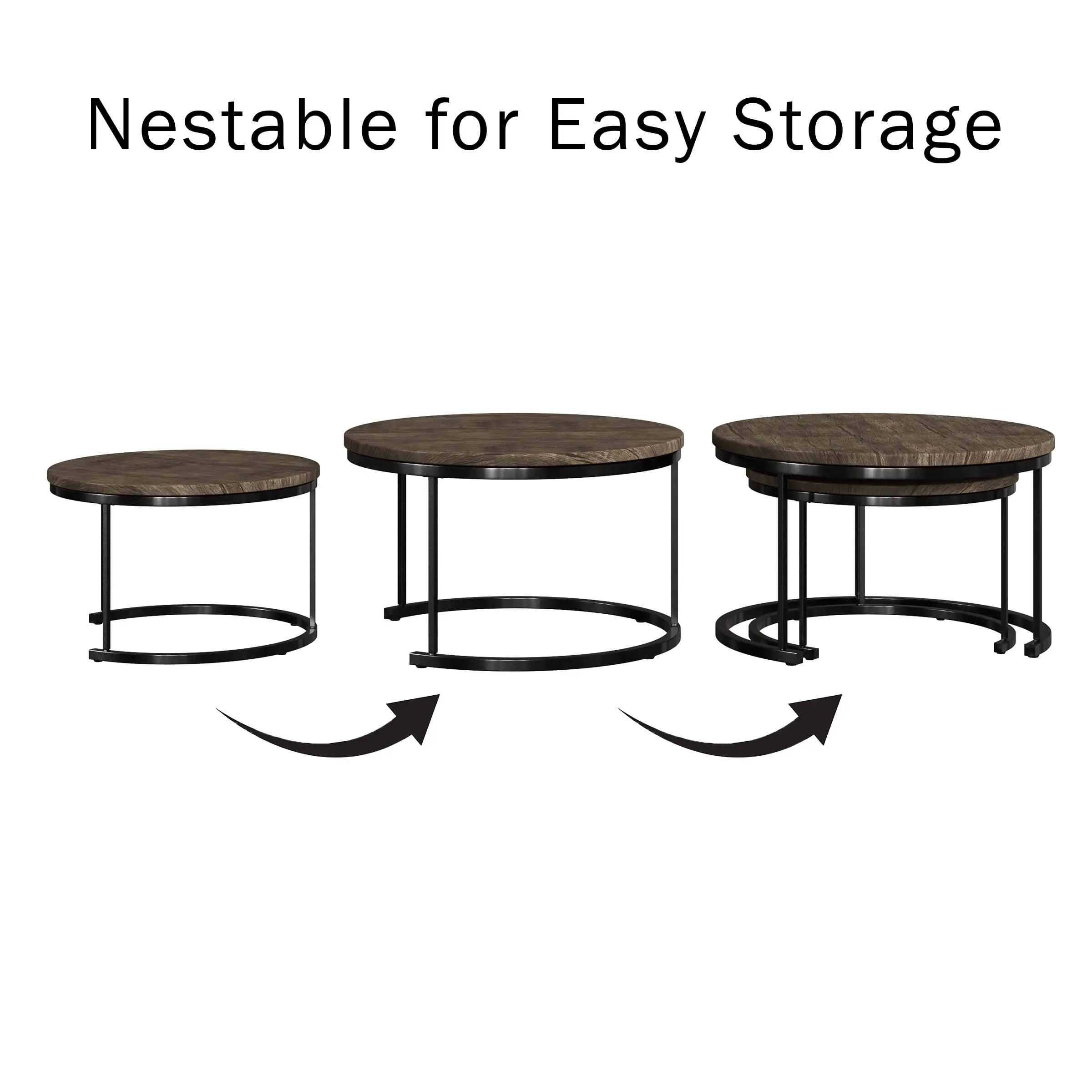 Lavish Home Modern Industrial Farmhouse Style Nest Table Gray-Brown ...