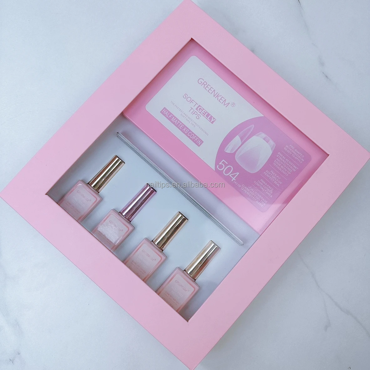 Professional Nail Extension Gel X Tips Set Pink Box With Uv Led Lamp ...