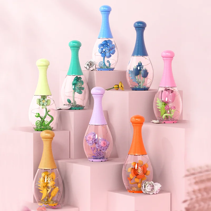 Perfume Bottle Flower Lighting Building Blocks Set Children's Toys ...