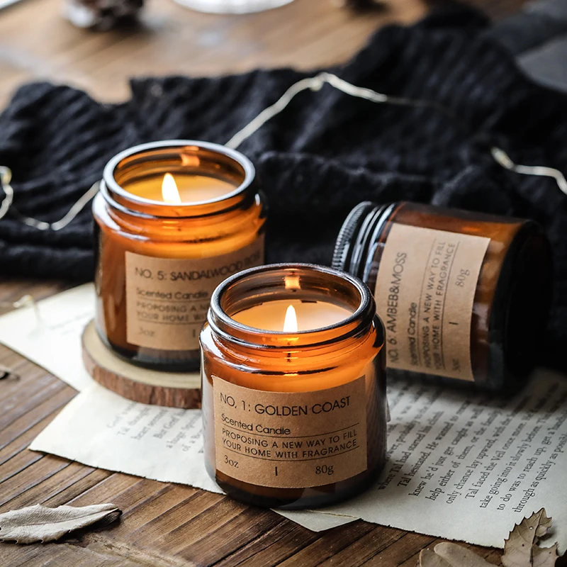 Wholesale Custom Design Luxury empty frosted black glass candle jars with wooden lids in bulk
