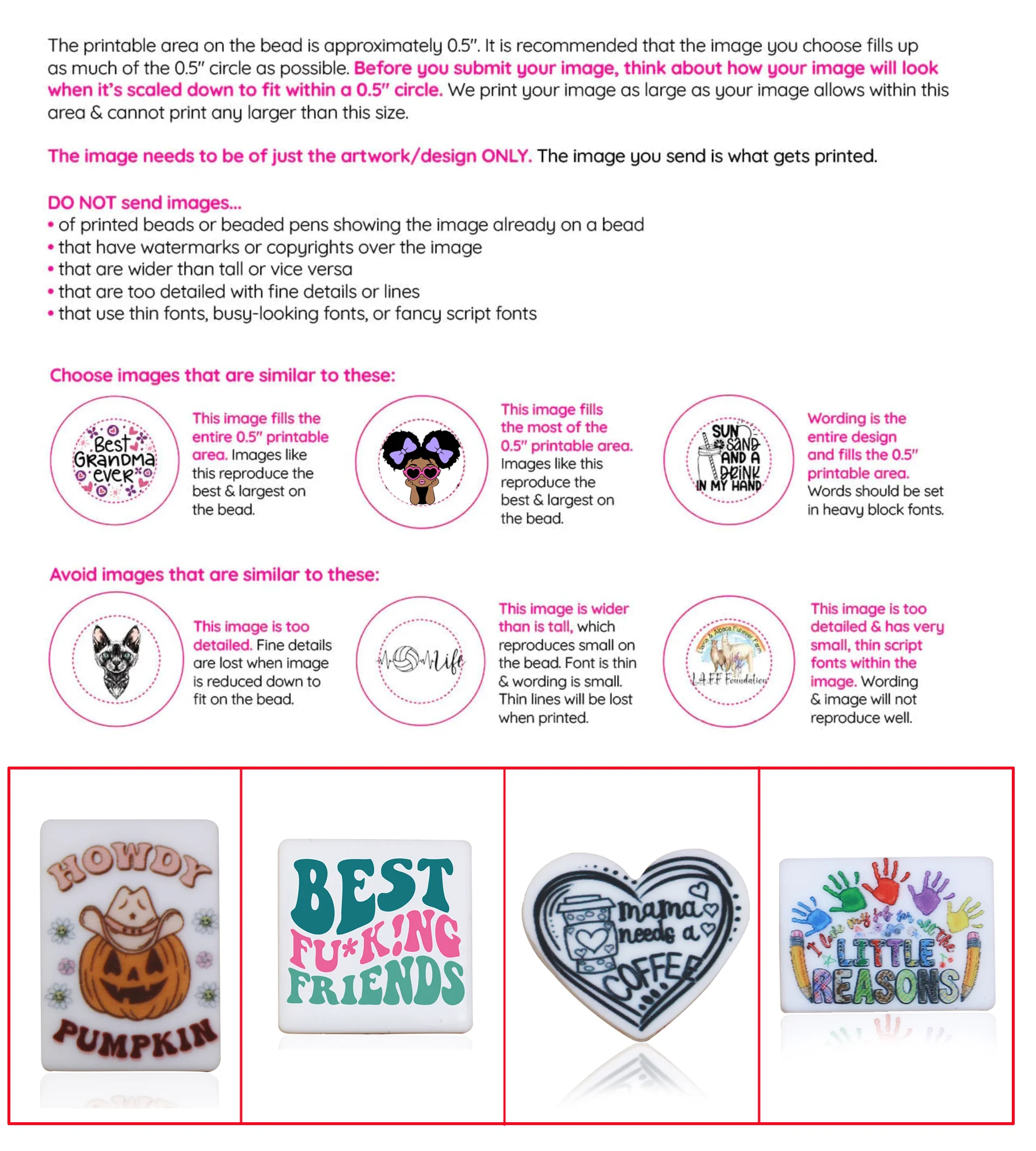 Custom Silicone Focal Beads - Personalized Photo Designs