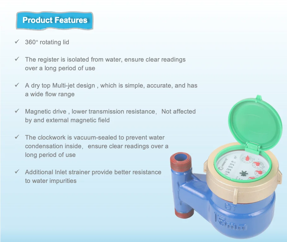 Brass Multi Jet Water Meters Amr Ready - Buy Water Activity Meter,Multi ...