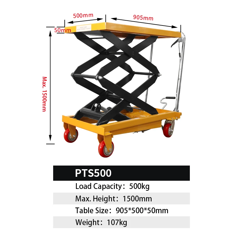 150kg 350kg 500kg 1000kg Hydraulic Large Lift Up Table Lift Table Cart ...