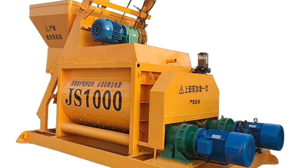 New Stationary Forced Double Shaft Cement Mixer With Lift Silo Js1000 ...
