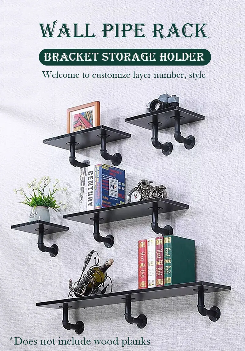 Industrial Black Iron Hardware Display Storage Holder Pipe Shelf ...